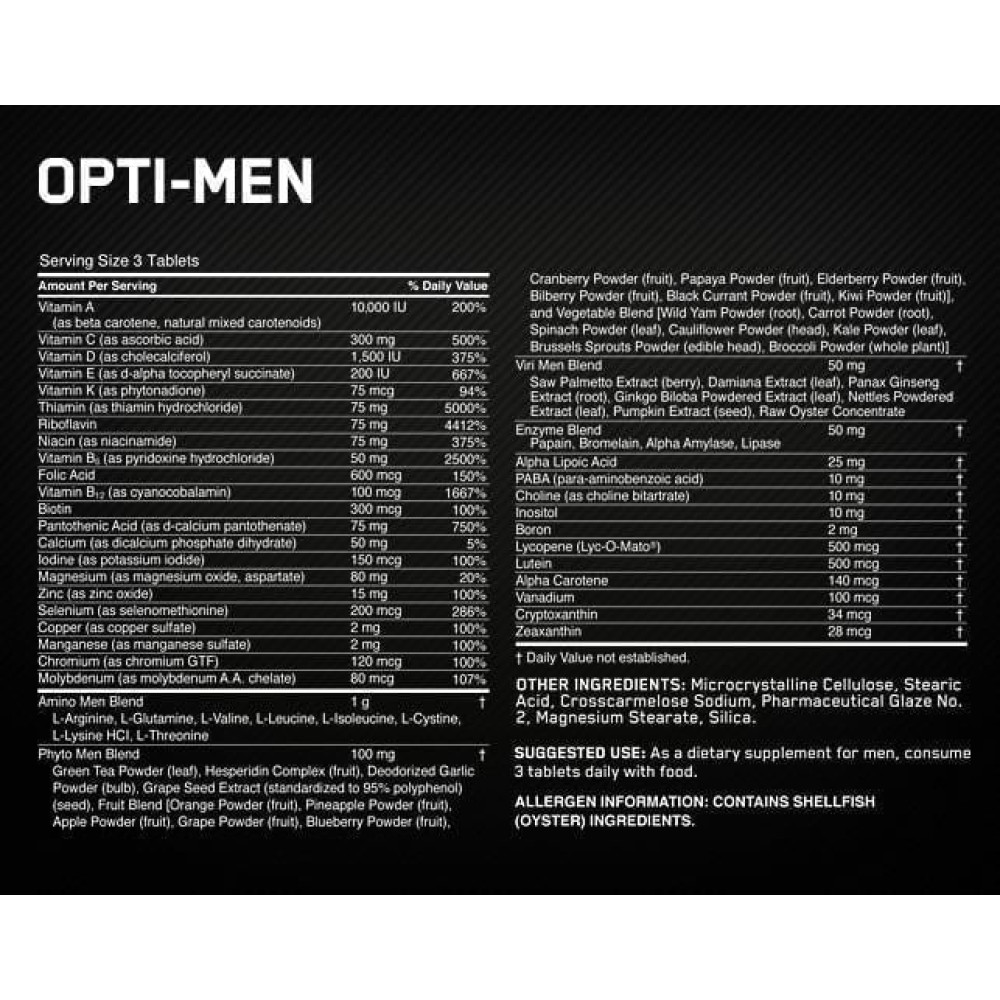 Opti-Men 180 Tablets by Optimum Nutrition Price in Bangladesh Bd